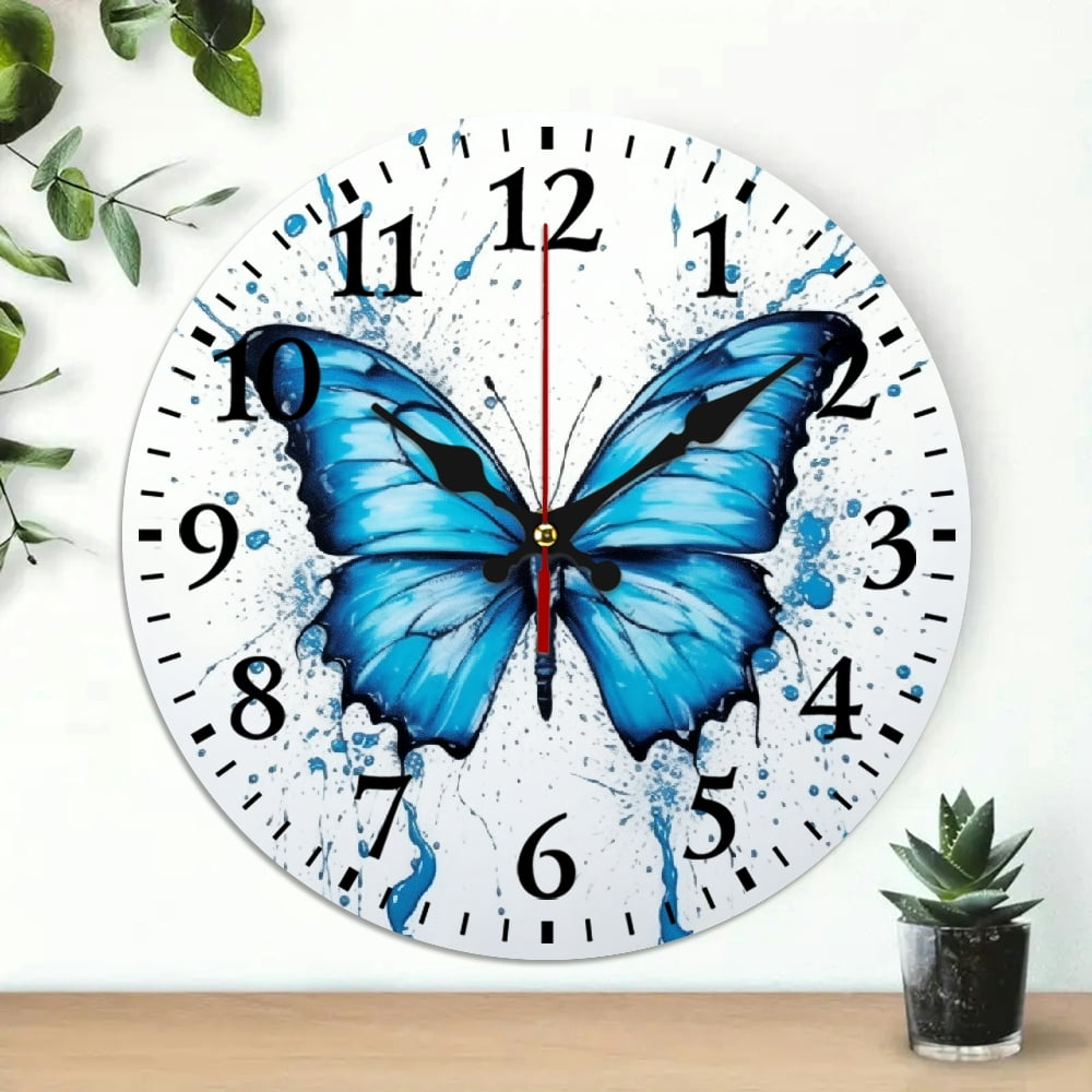 Creowell Butterfly Water Splash Wall Clock 10 Inch Home Decor 10x10in ...