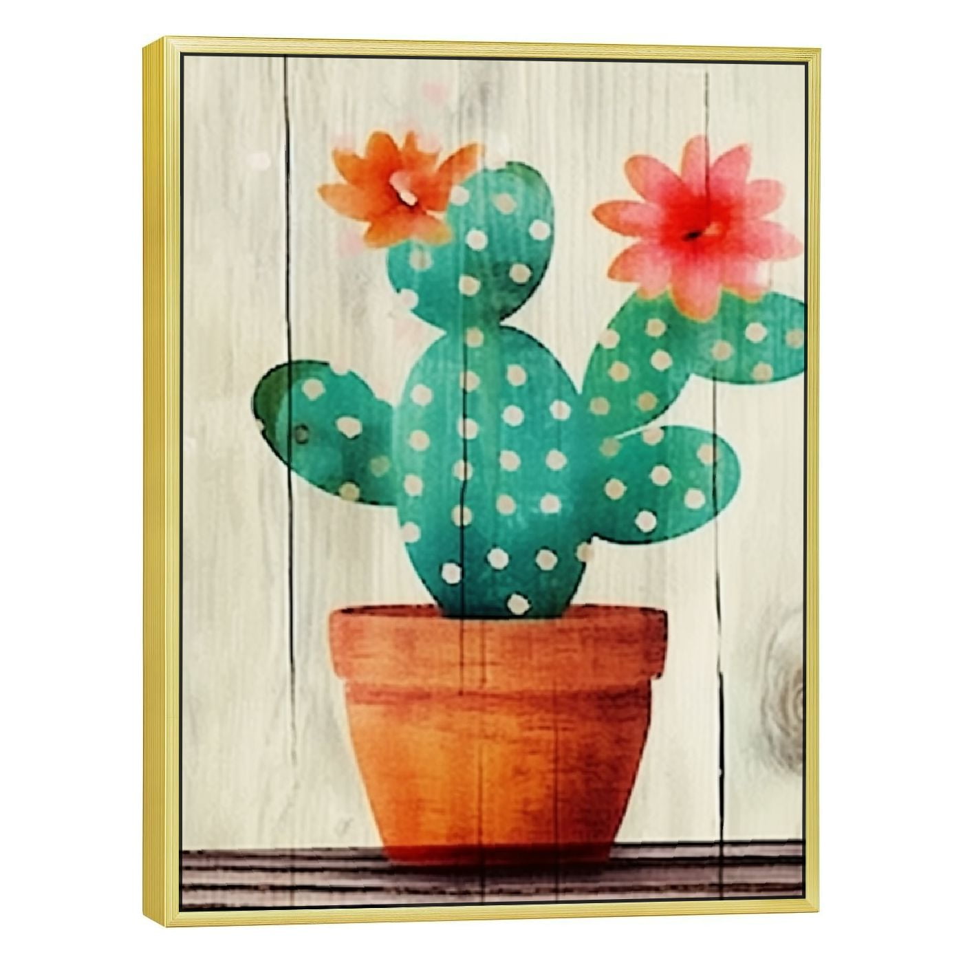Creowell Cactus Canvas Wall Art Simple Life Watercolor Green Plants ...