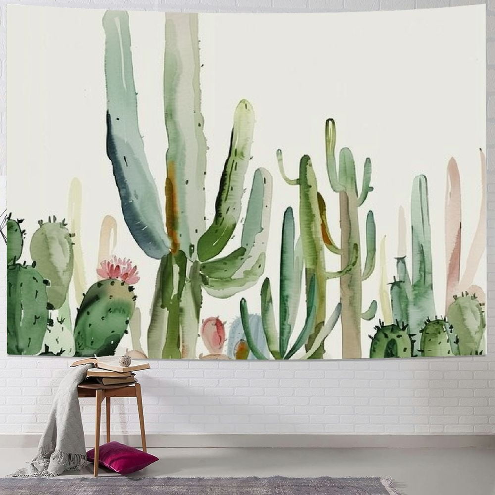 Creowell Cactus Tapestry, Colorful Plant Herbs Botanical Tapestry Wall ...