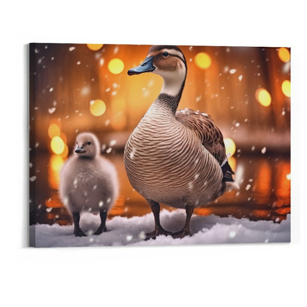 Creowell Canadian Goose with Ducklings Poster Home Decor Canvas ...
