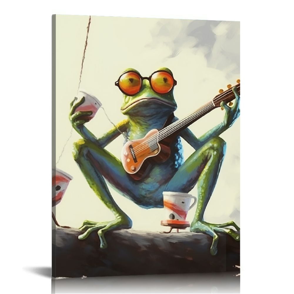 Creowell Canvas Frog Wall Art Decor: Side by Side Frogs with Glasses ...