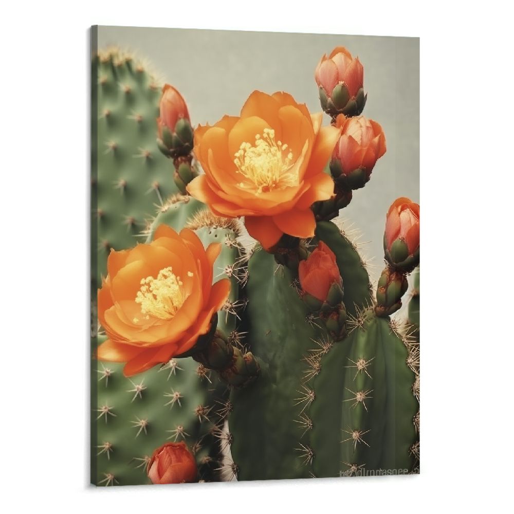 Creowell Canvas Print Wall Art Blooming Cactus Flower Nature Wilderness ...