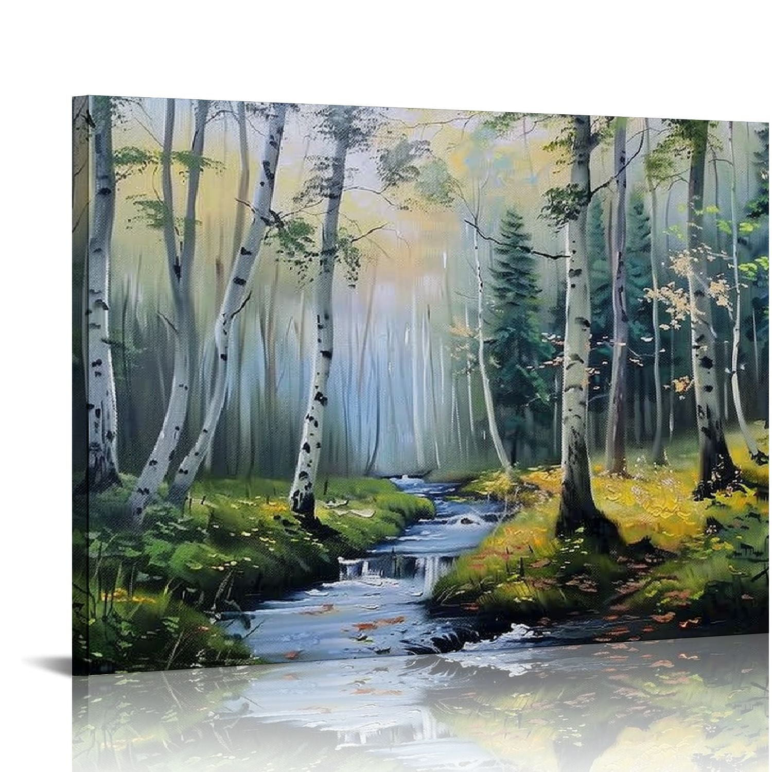 Creowell Canvas Wall Art Landscape Painting Modern Birch Trees Nature ...
