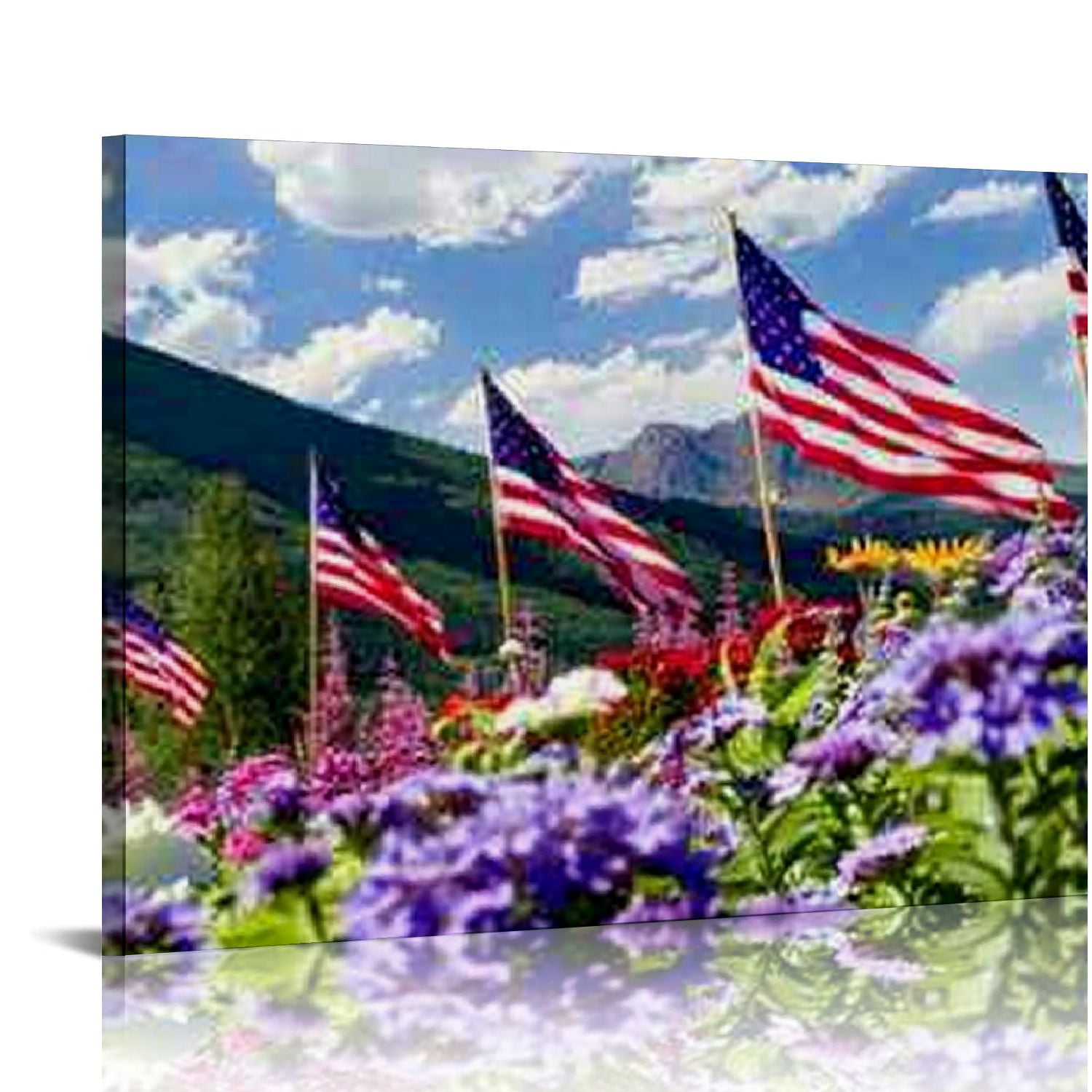 Creowell Canvas Wall Art for Living Room Bedroom Fourth July Mountain ...
