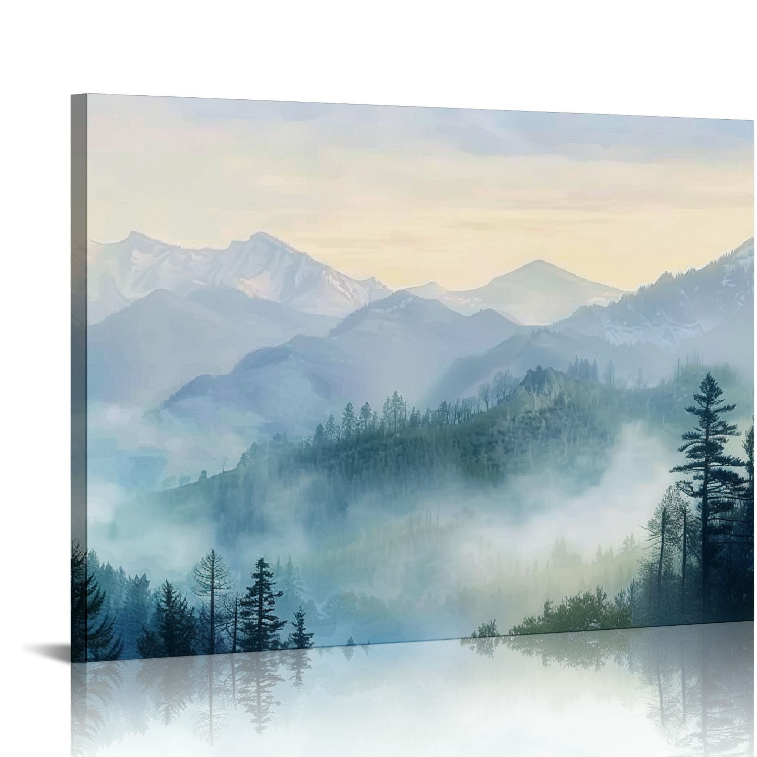 Creowell Canvas Wall Art Misty Forest Gold Wall Decor Nature Painting ...