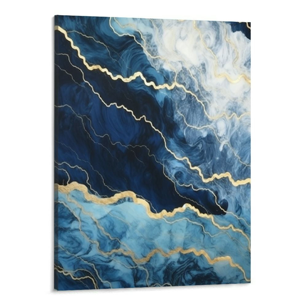 Creowell Canvas Wall Art, Navy Blue Marble Wall Art Paintings for ...