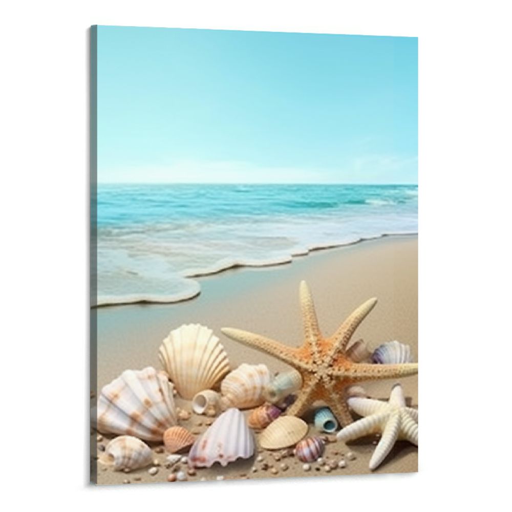 Creowell Canvas Wall Art Ocean Decor Beach Seashell Starfish Nature ...