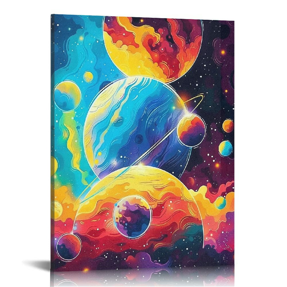 Creowell Canvas Wall Art,Walking Planet Print Canvas Painting for ...