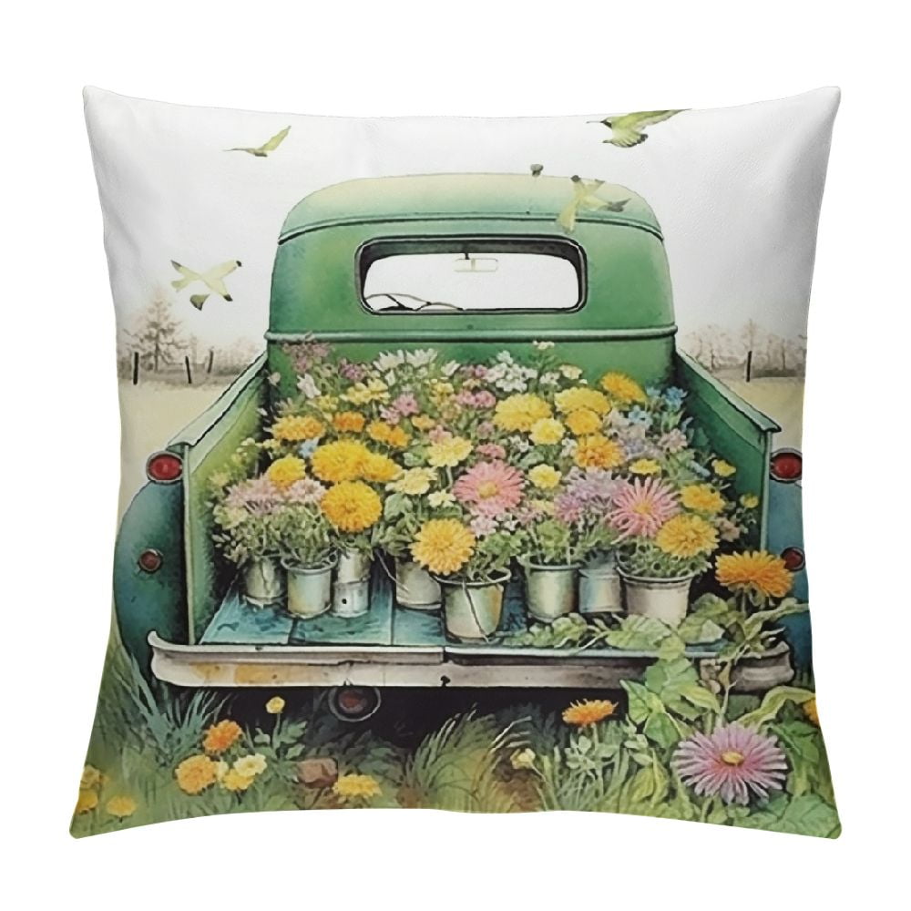 Creowell Car Couch Bedroom Short Plush Pillowcase 1 Piece Flowers on ...