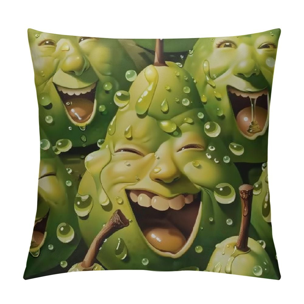 Creowell Cartoon Pears Print Throw Pillow Covers Pillowcase Soft Four ...