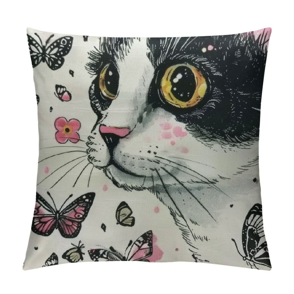 Creowell Cartoon Rabbits Cheetah Pillow Cover,Girly Jungle Animals Pink ...