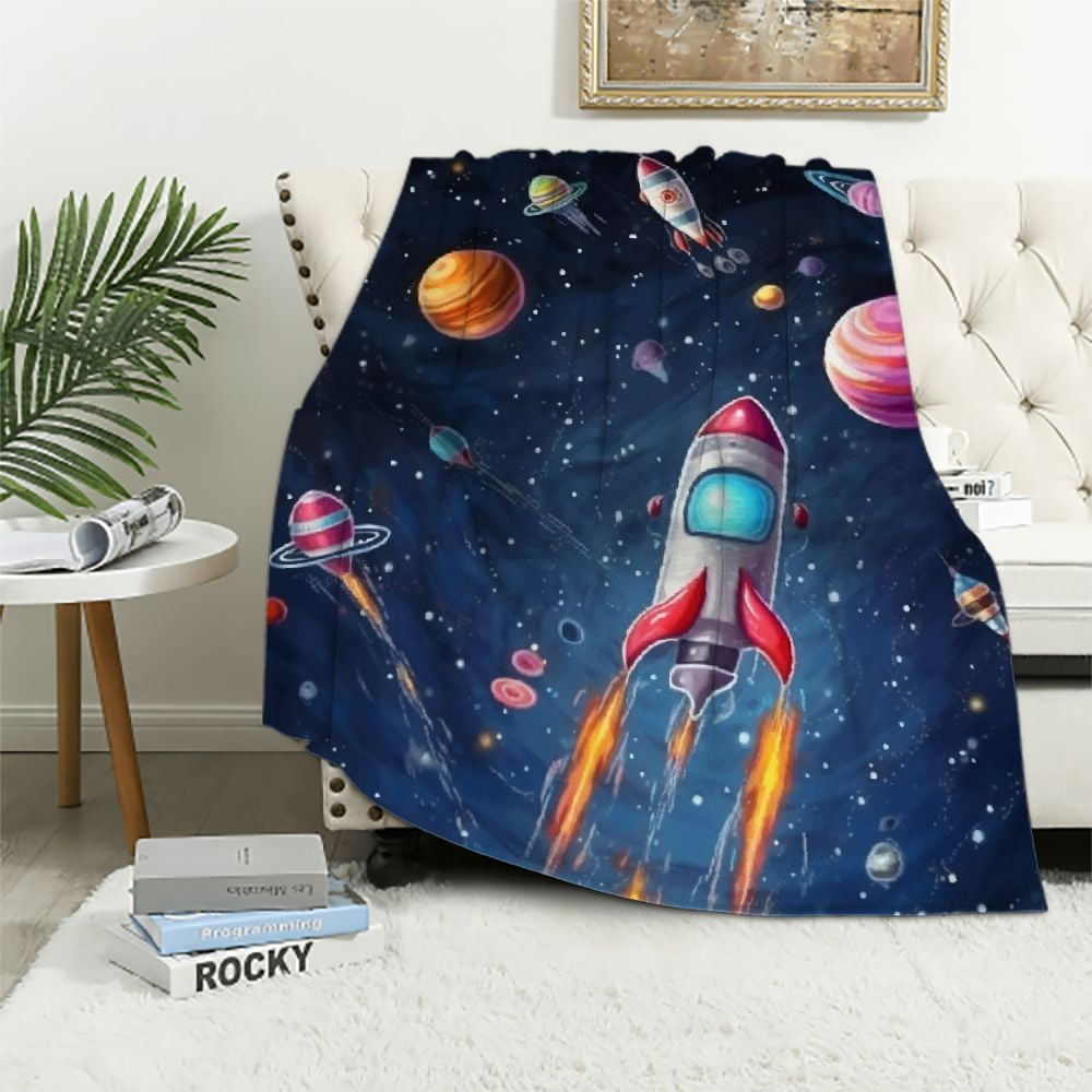 Creowell Cartoon Space Throw Blanket for Couch, Soft Comfortable ...