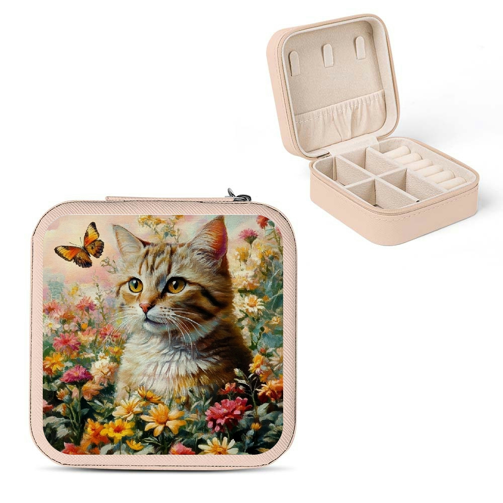 Creowell Cat Flowers Butterfly Small Jewelry Box for Women Gifts Pink ...