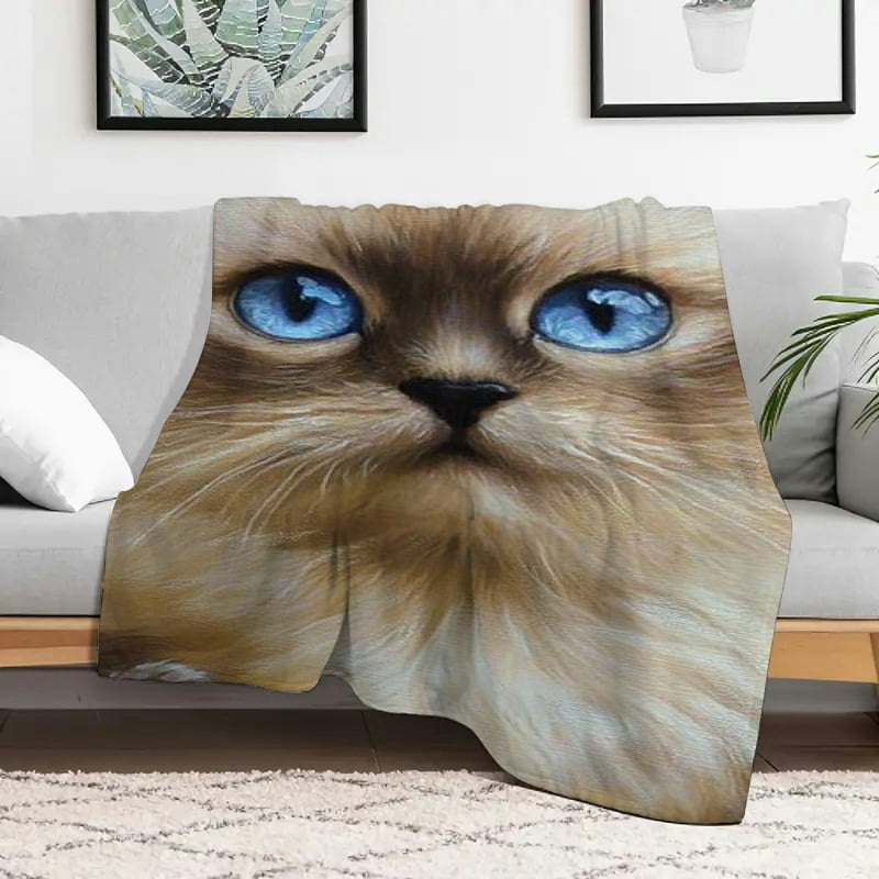 Creowell Cats Blue Eyes Warm Cozy Flannel Blanket Multi-Purpose Gift ...