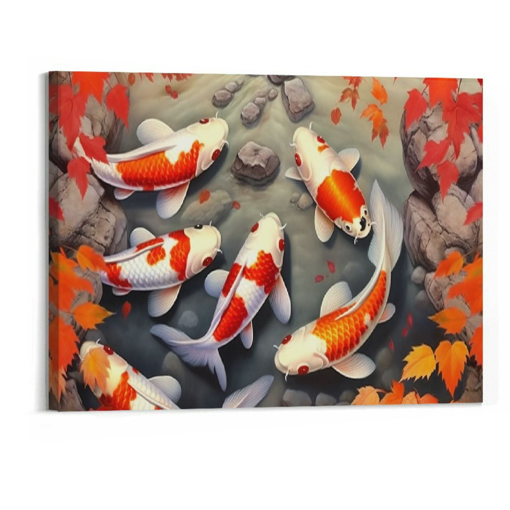 Creowell Chinese Style Nine Koi Feng Shui Fish Poster Pictures Canvas ...