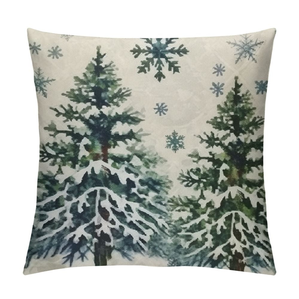 Creowell Christmas Pillow Covers Forest Trees Christmas Decor Pillow ...