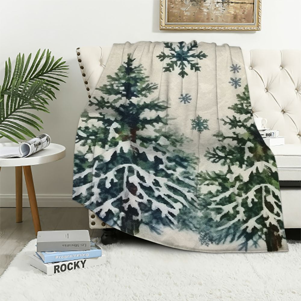 Creowell Christmas Tree Snowflakes Winter Print Throw Blanket - Soft ...