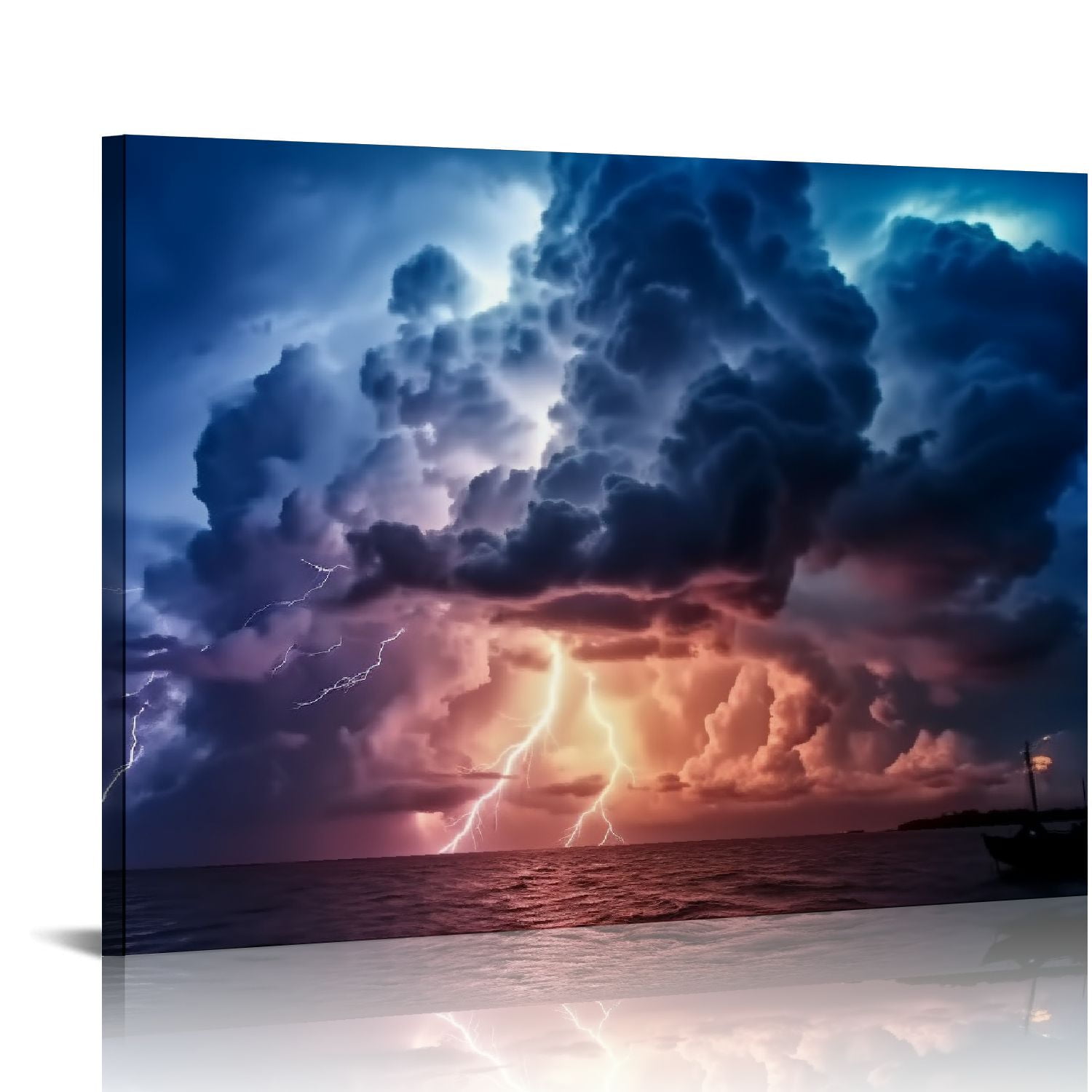 Creowell Clouds Lightning Poster Wall Art Canvas Painting Print ...