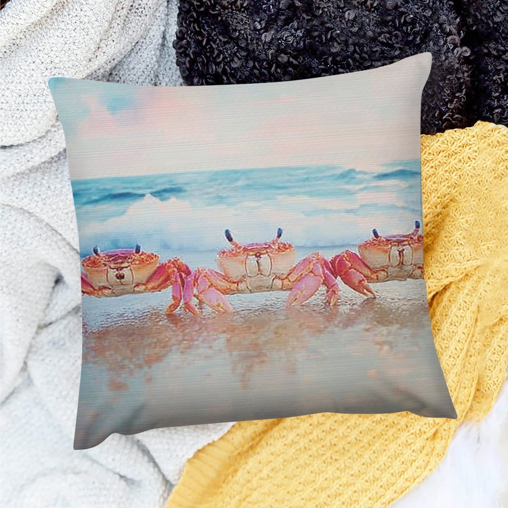 Creowell Coastal Crab Trio Pillow Covers Fun Whimsical Beach Ocean ...