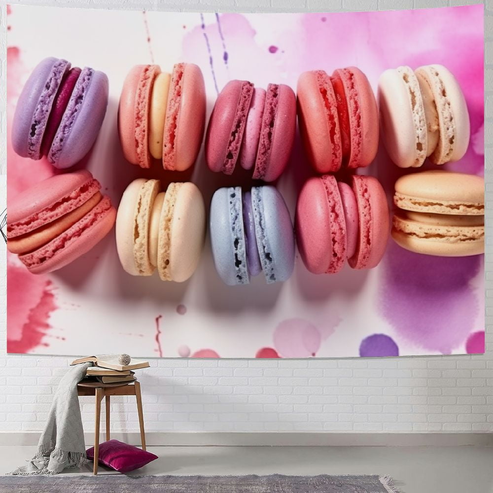 Creowell Colorful Macaroons Aesthetic Tapestry College Dorm Home Decor ...