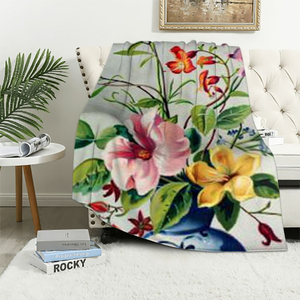 Creowell Colorful Wildflowers Throw Blanket Botanical Plant Throw ...