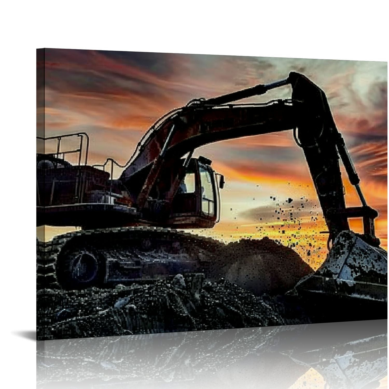 Creowell Construction Excavator Poster Heavy Equipment Truck Wall Art ...