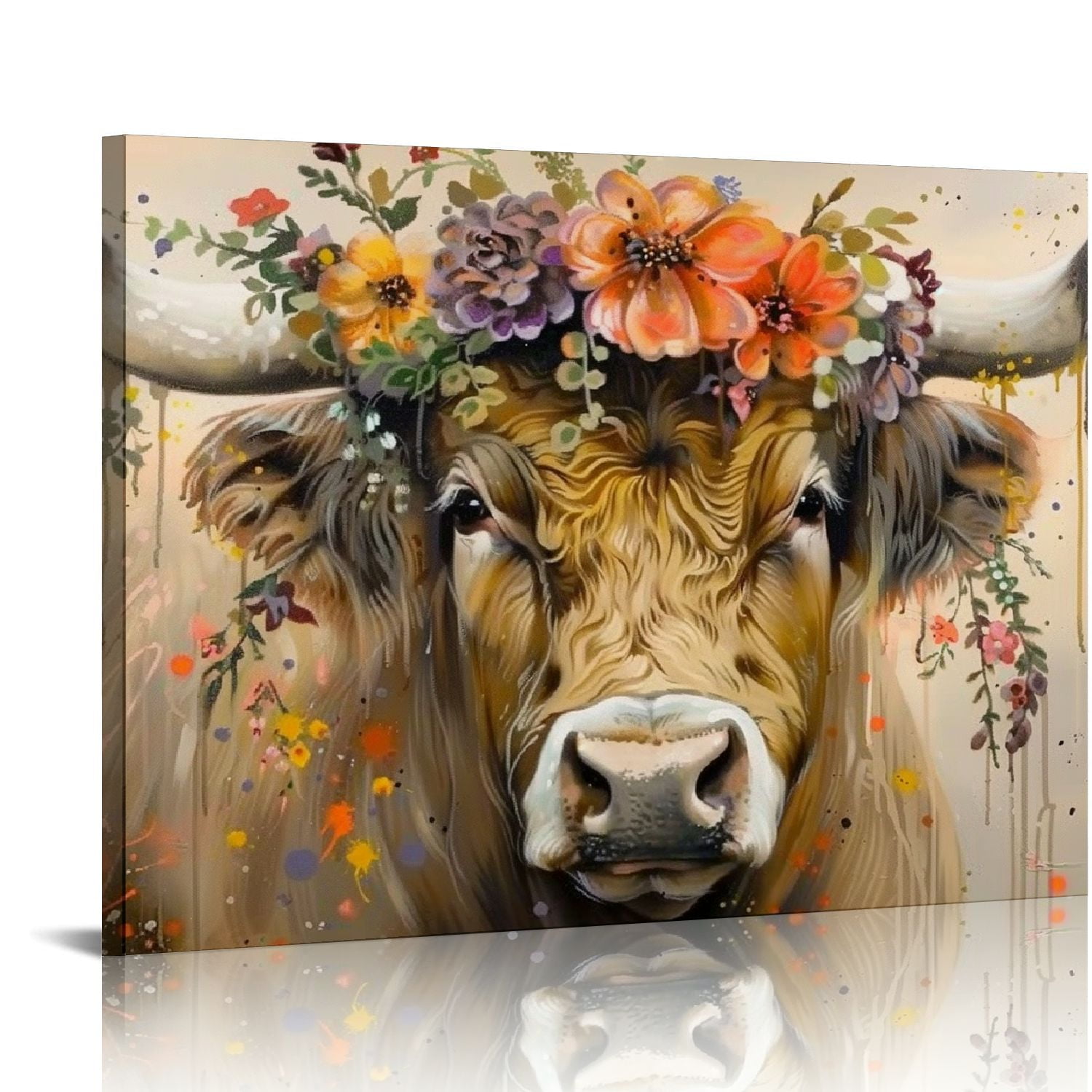 Creowell Cow Head Wall Decor Farmhouse Highland Cow Wall Art Cute Cow ...