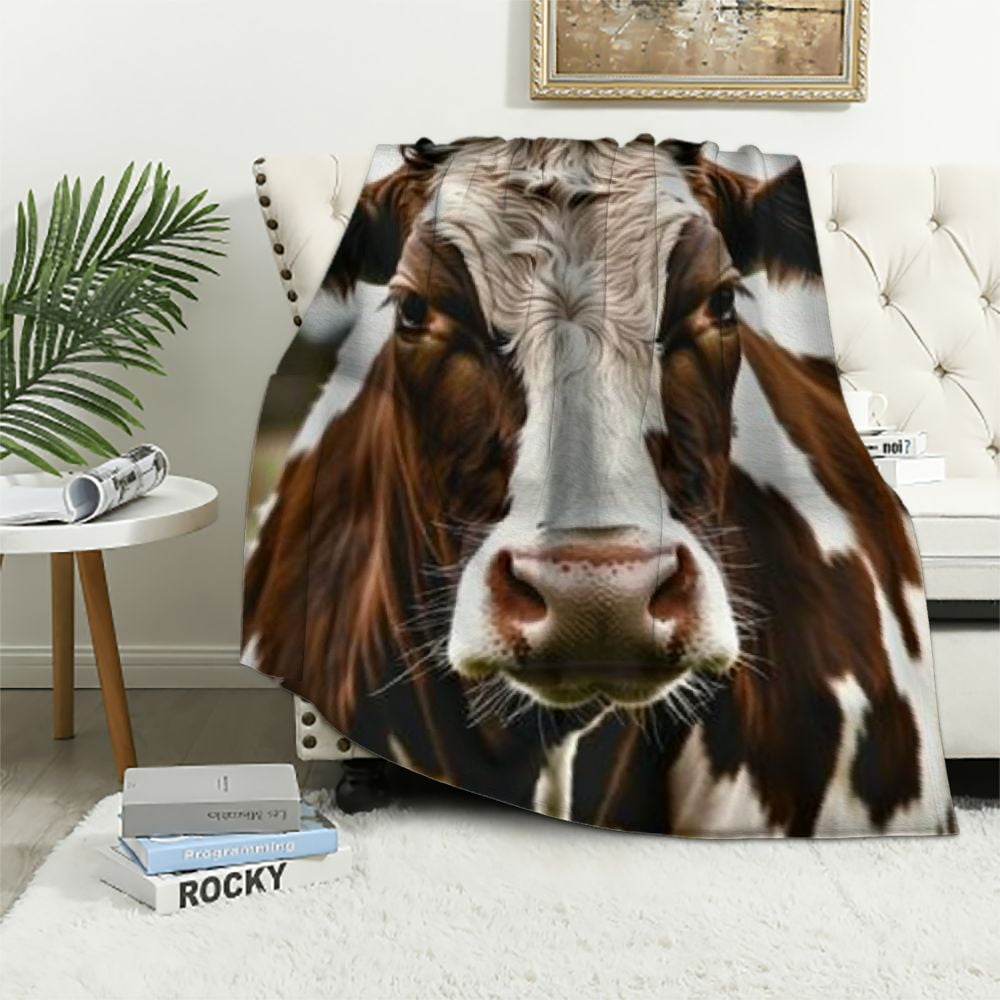 Creowell Cow Print Throw Blanket Adult Women Brown Highland Cow Print ...