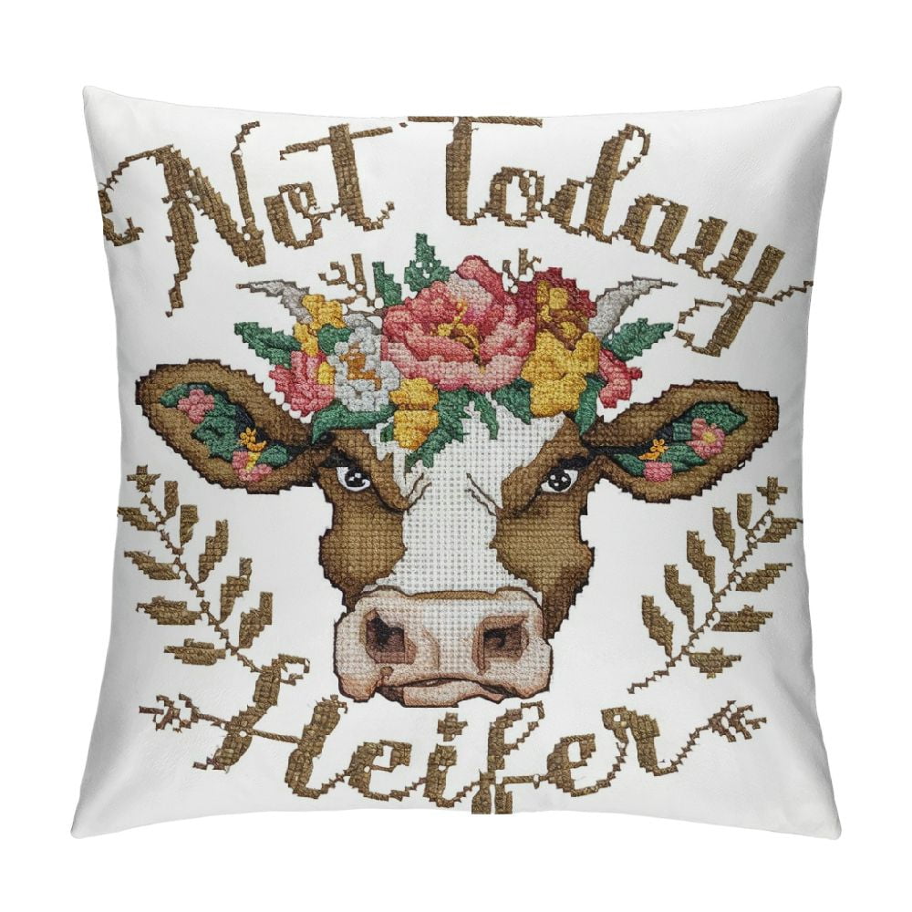 Creowell Cow Throw Pillow Covers Spring Farmhouse Decorative Watercolor ...