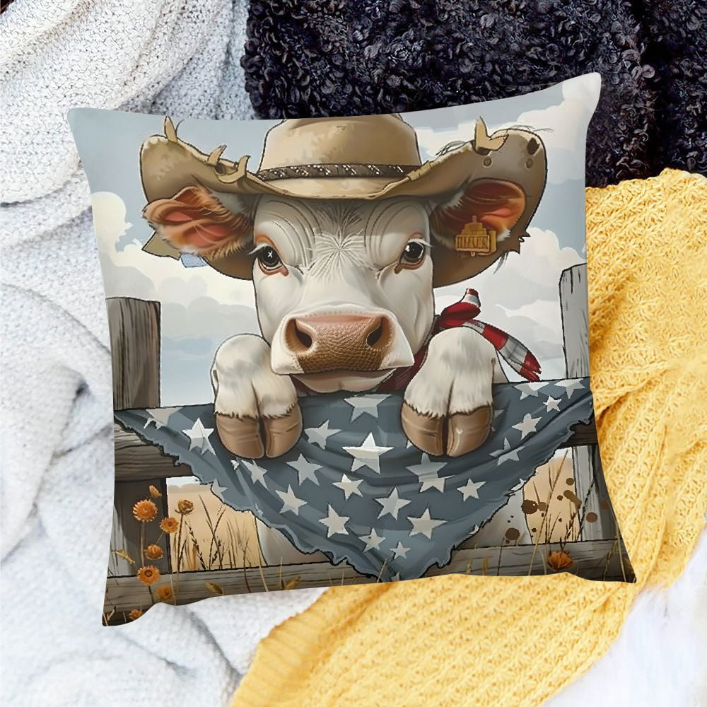 Creowell Cowboy Cow Theme Home Sofa Couch Pillow Covers Set of 1 - Soft ...