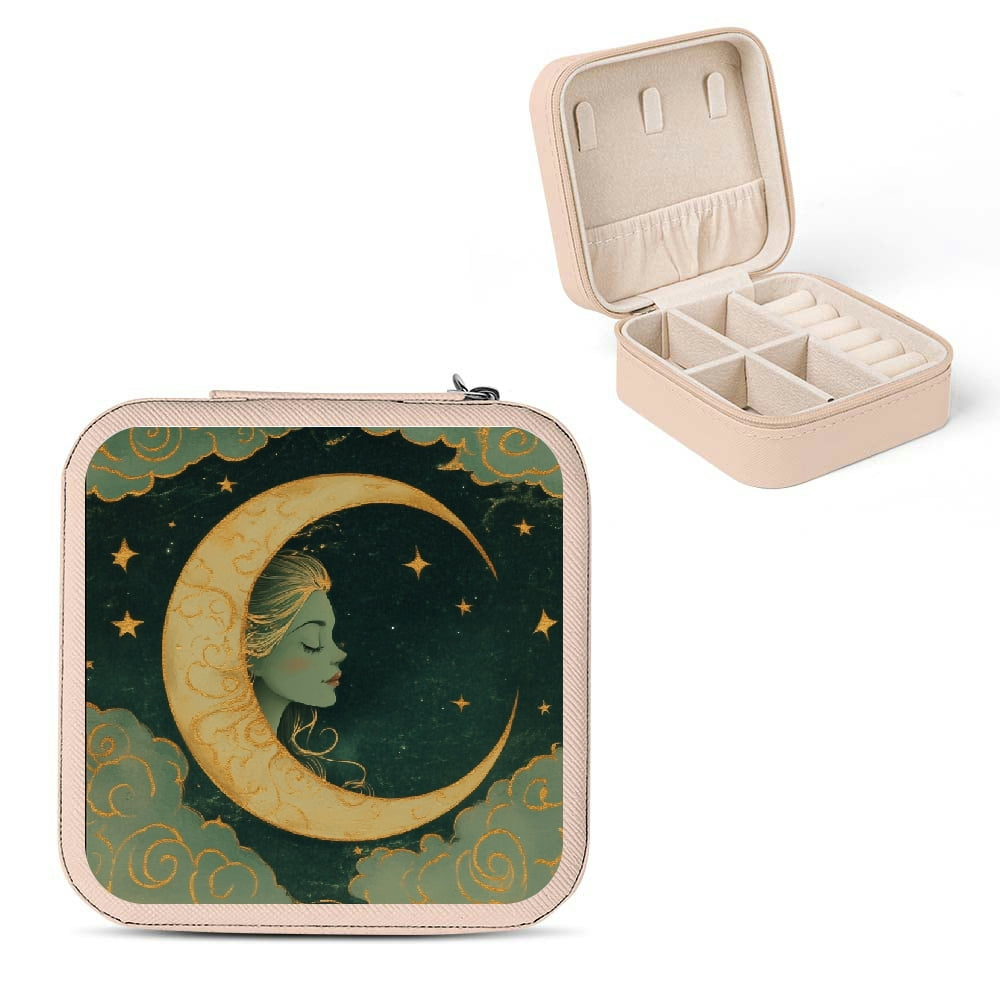 Creowell Crescent Moon Jewelry Box for Women with Clouds and Stars Pink ...