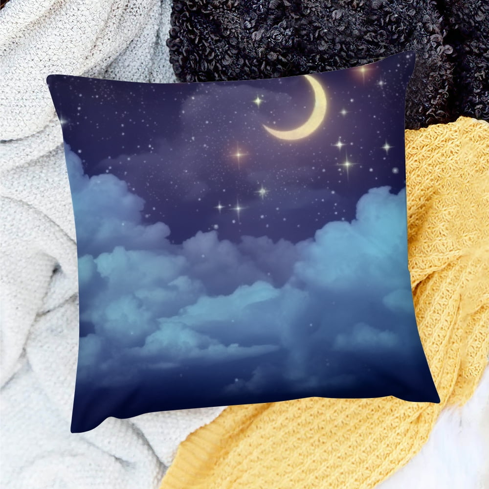 Creowell Crescent Moon Stars Pillow Cushion Case for Home Sofa Decor ...
