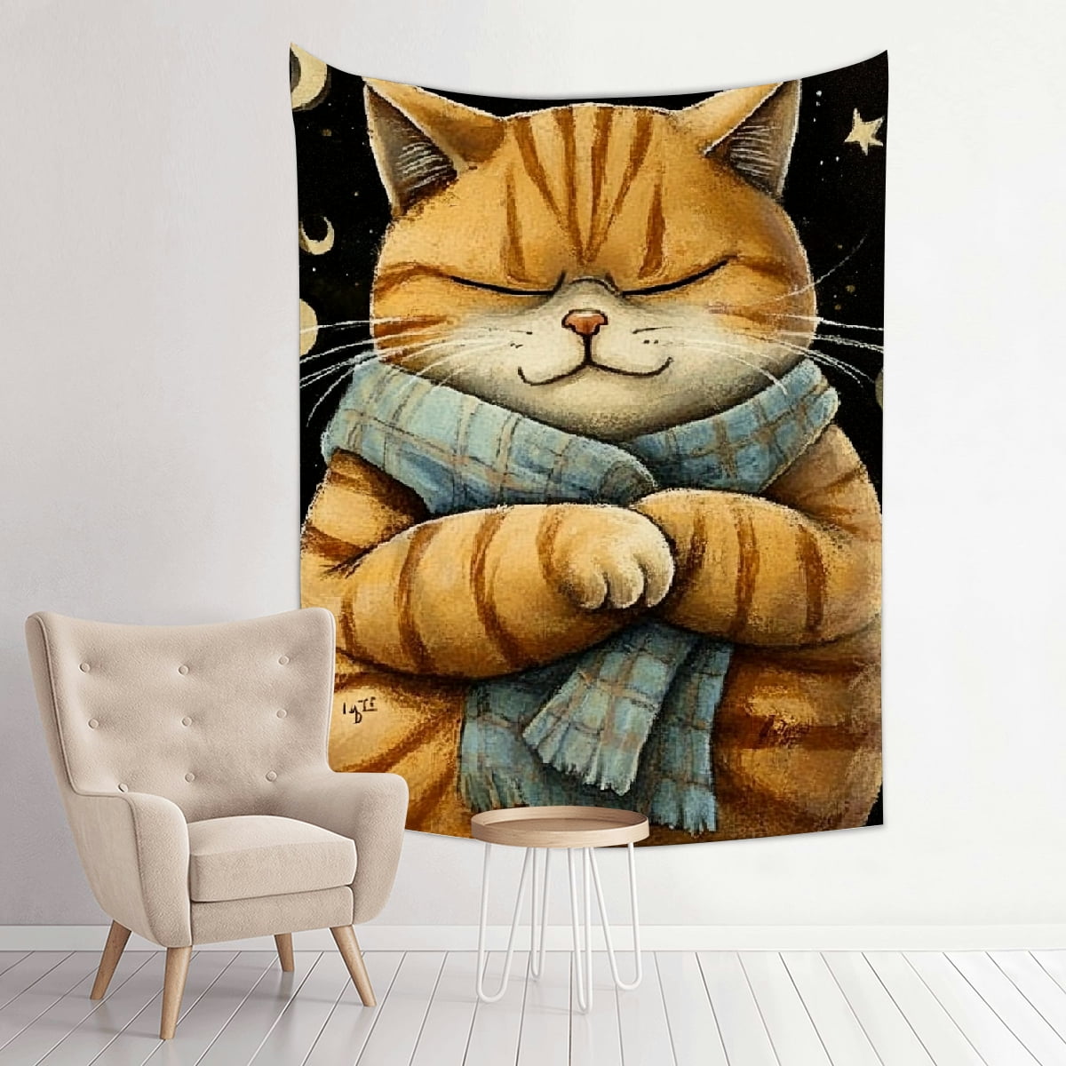 Creowell Cute Cat Tapestry Wall Art 100% Polyester Home Decoration ...