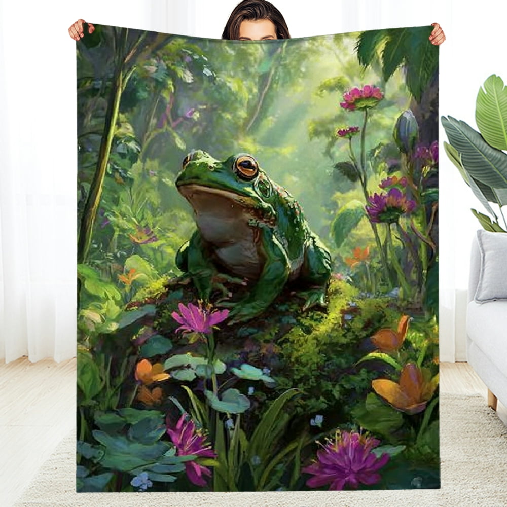 Creowell Cute Frog Blanket | Soft Warm Fuzzy Lightweight Vivid Forest ...