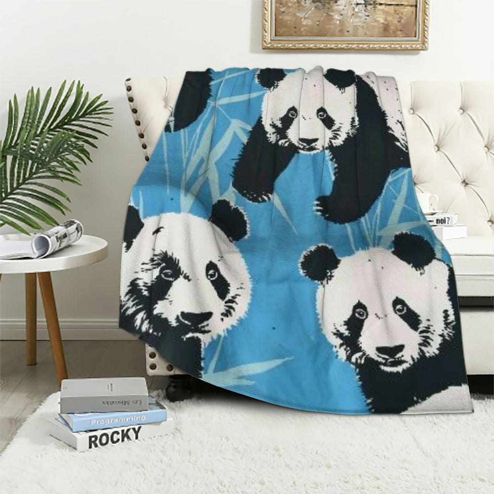 Creowell Cute Panda Flannel Bed Blanket Throw Blanket Lightweight Cozy ...
