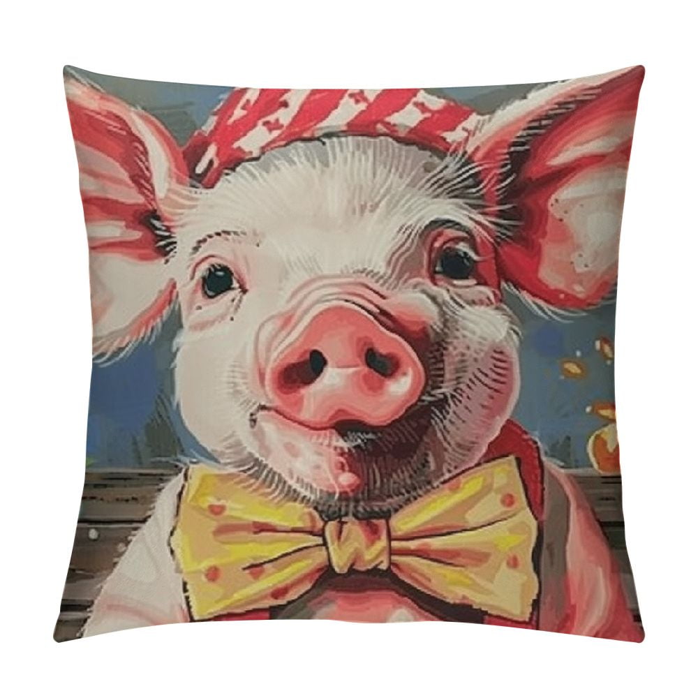 Creowell Cute Pig Throw Pillow Covers Soft Pigs Sunflowers Pattern ...