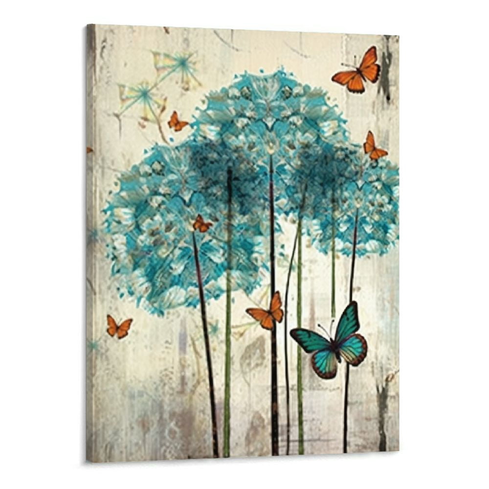 Creowell Dandelion Wall Art Farm Teal Dandelion Pictures Wall Decor ...