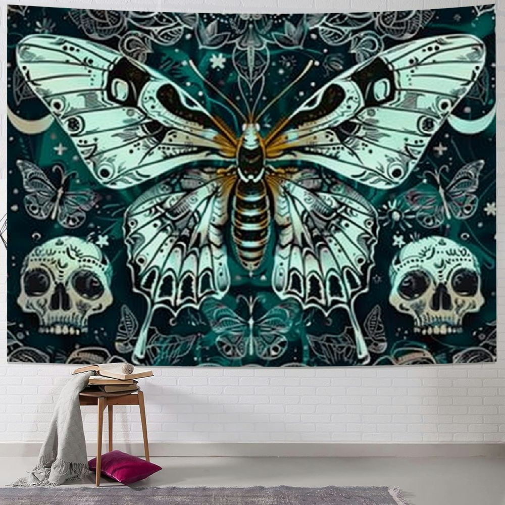 Creowell Death Moth Tapestry Skull Tapestry Butterfly Tapestry Gothic ...