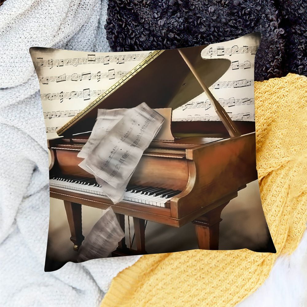 Creowell Decor Holiday Pillow Case Musical Notes Party Decor for Home ...