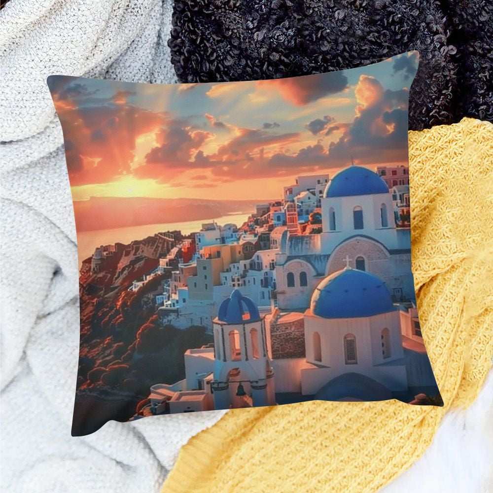 Creowell Decor Holiday Pillow Case Sunset Cityscape Farmhouse Home Sofa ...