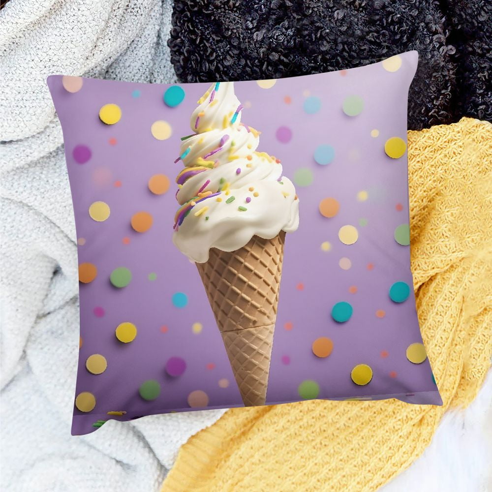 Creowell Decor Holiday Pillow Case Vanilla Ice Cream Cone Sprinkle ...