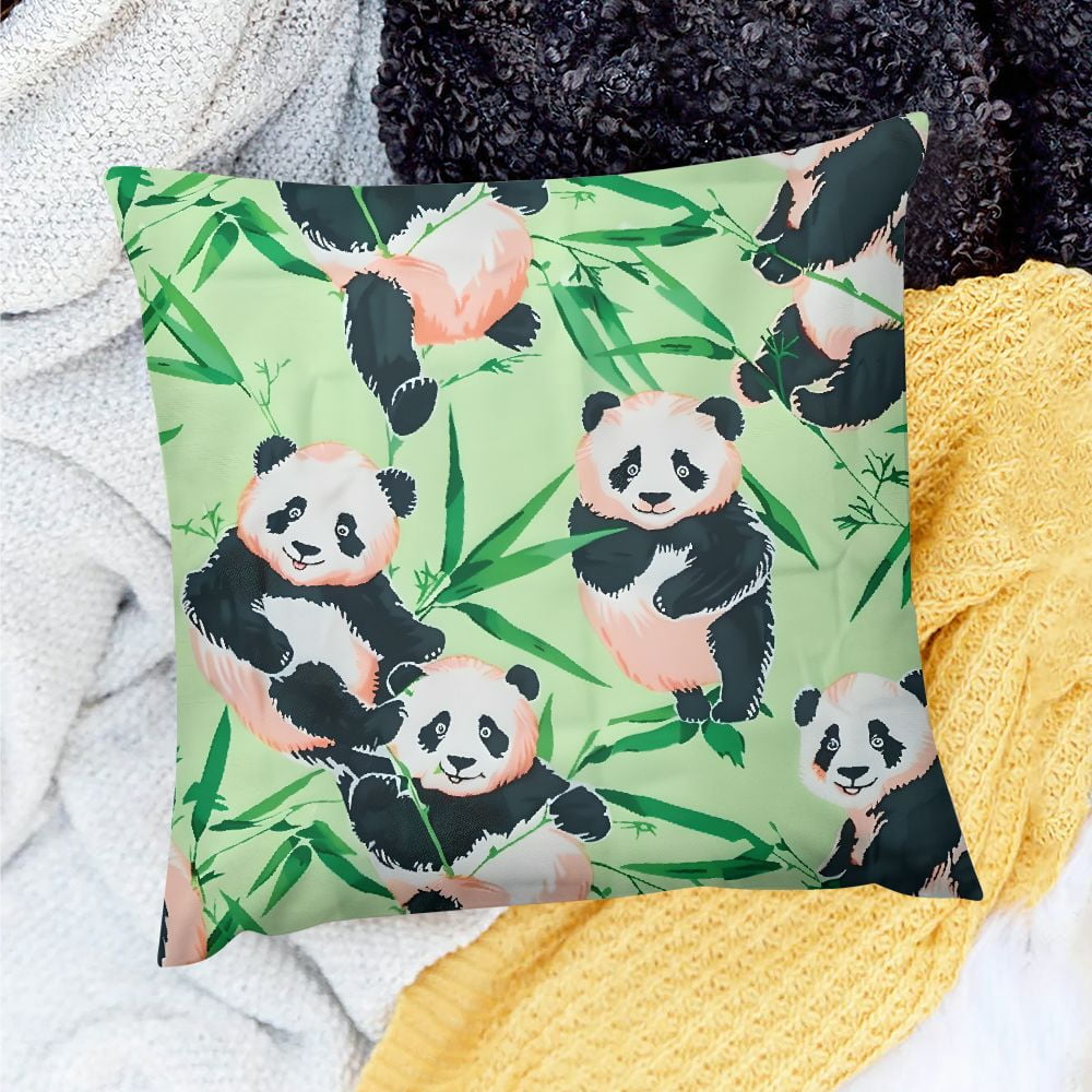 Creowell Decor Holiday Pillow Case with Pandas and Bamboo Leaves for ...