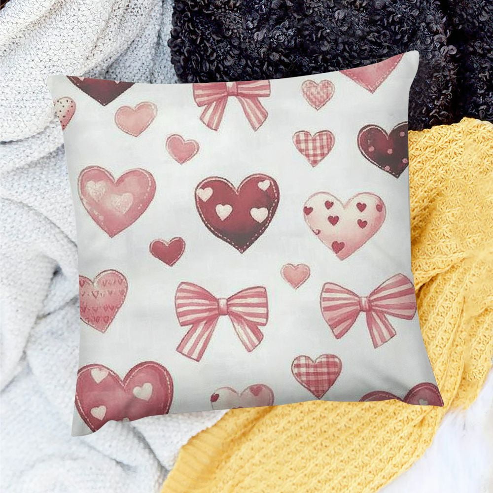 Creowell Decor Indoor Heart Bow Patterns Pillow Case for Home Sofa ...