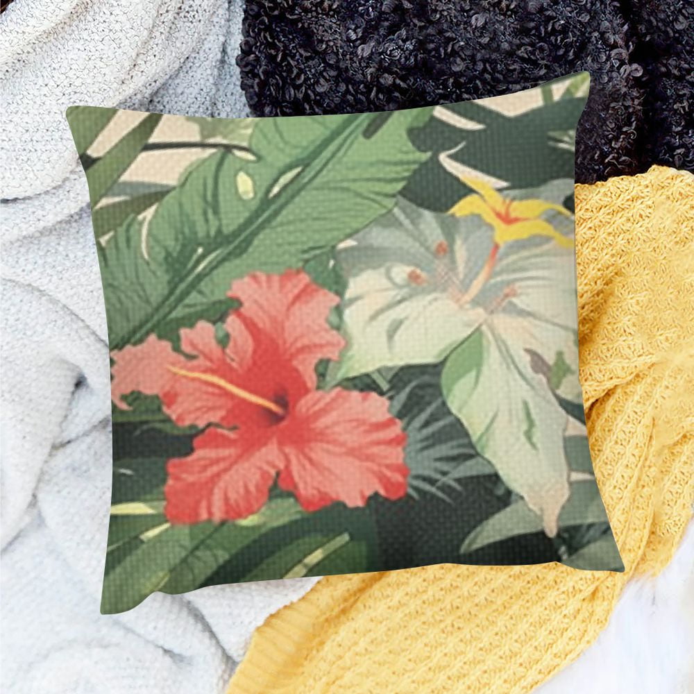 Creowell Decor Indoor Pillow Covers - Flowers Leaves Green Plant Theme ...