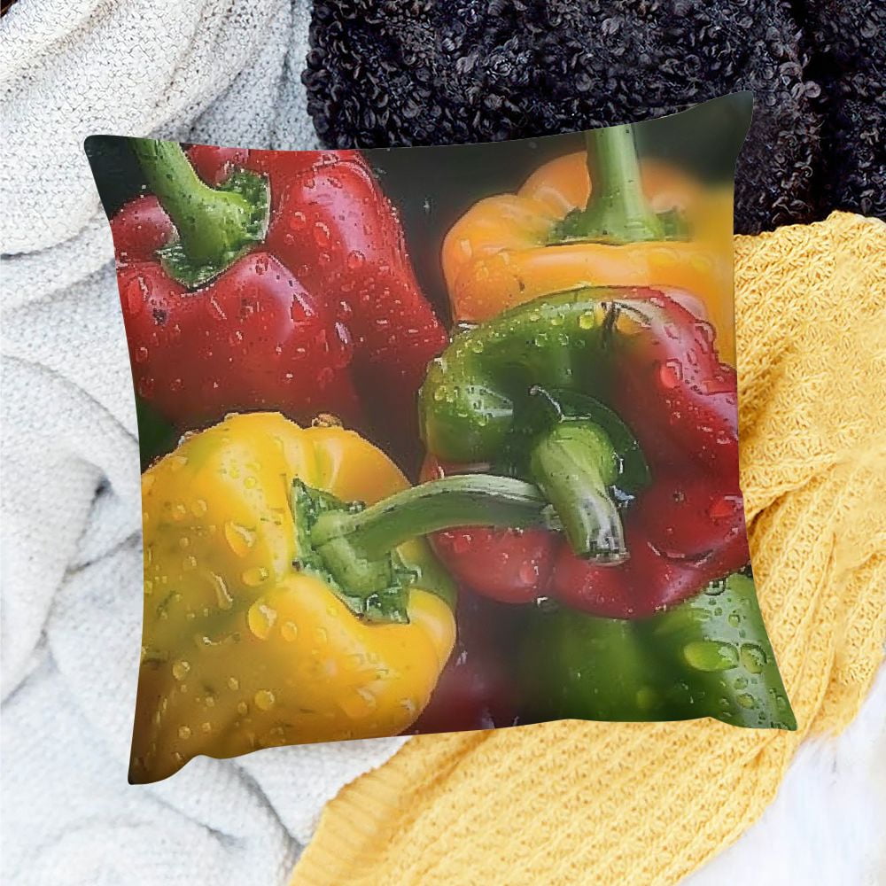 Creowell Decor Indoor Pillow Covers Set Peppers Water Drops Colors ...