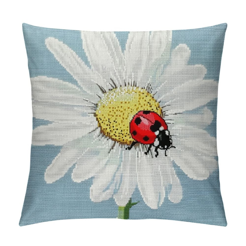Creowell Decorative Pillow Covers 18 x 18 Daisy Decor Outdoor Summer ...
