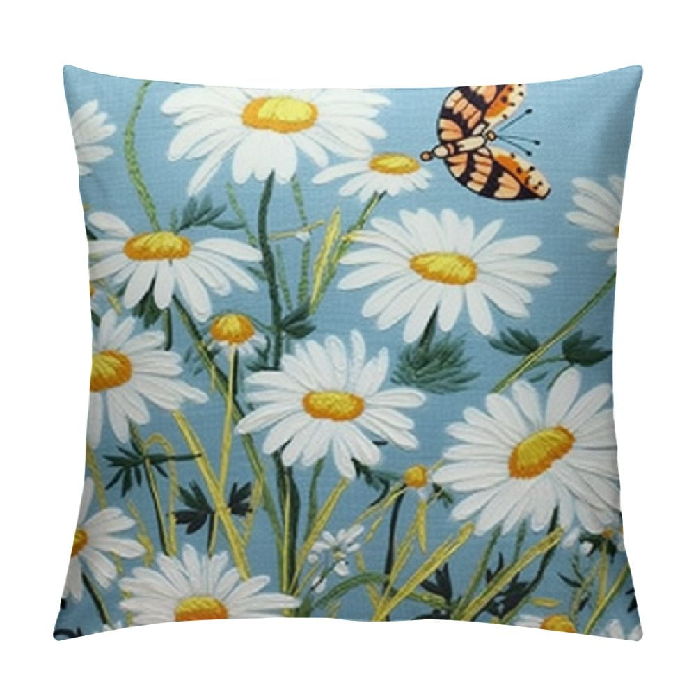 Creowell Decorative Pillow Covers Daisy Decor Outdoor Summer Couch ...