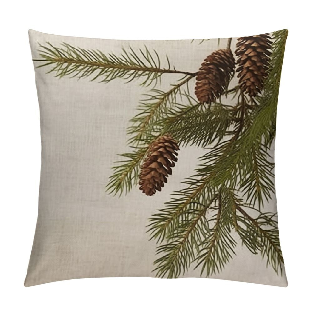 Creowell Decorative Throw Pillow Case Evergreen Pinecone Fir Tree ...