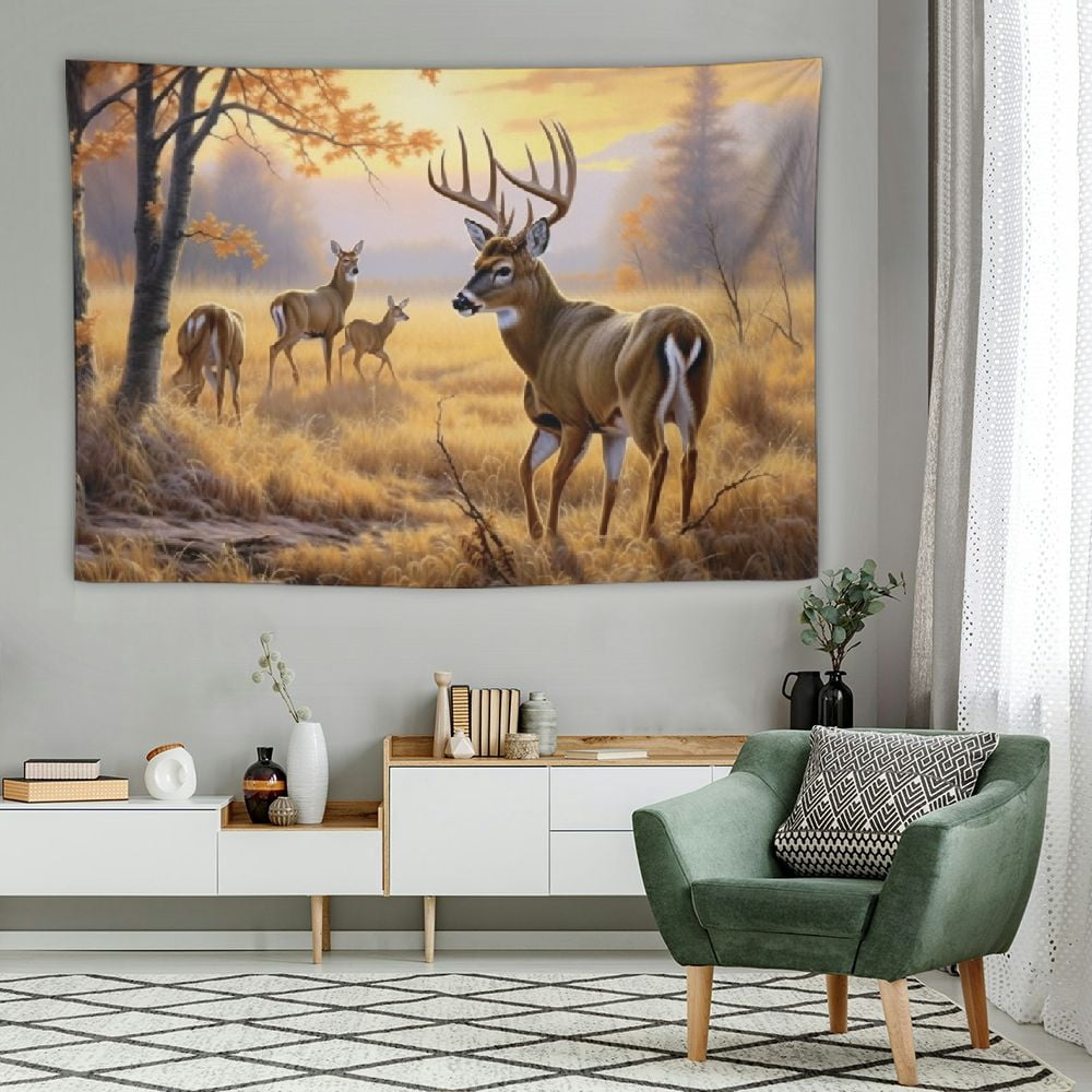 Creowell Deer Tapestry Fall Tapestry Wall Hanging Cute Wild Animal Elk ...