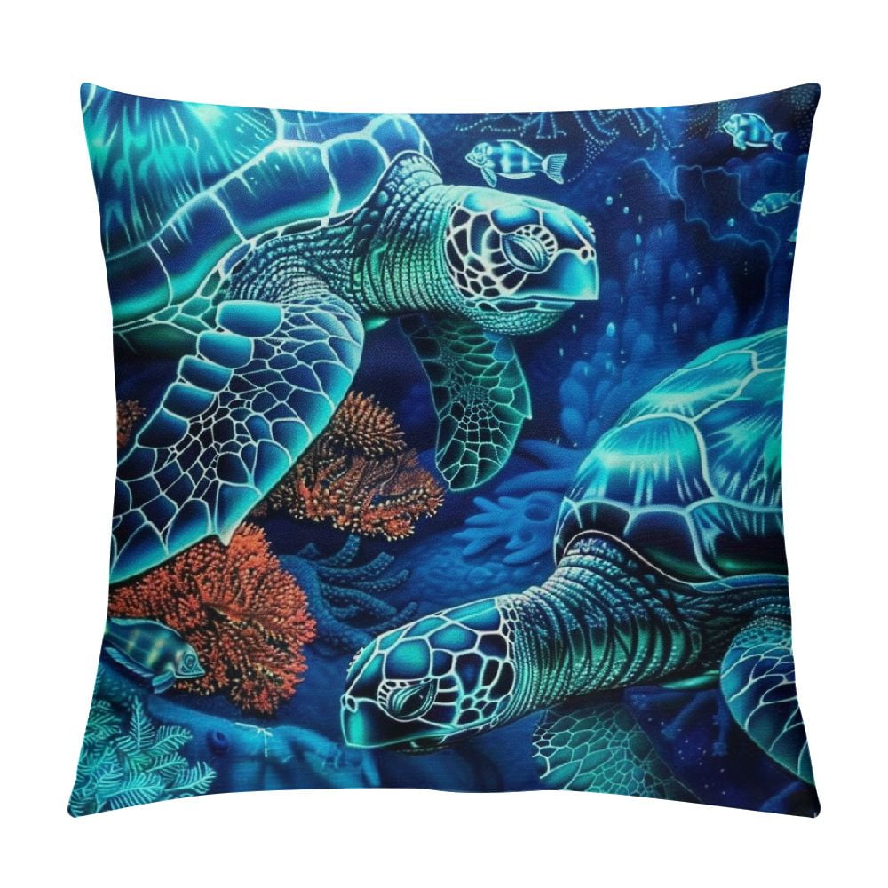 Creowell Doodlebugs Opal Blue Batik Turtles Pattern Square Printed ...